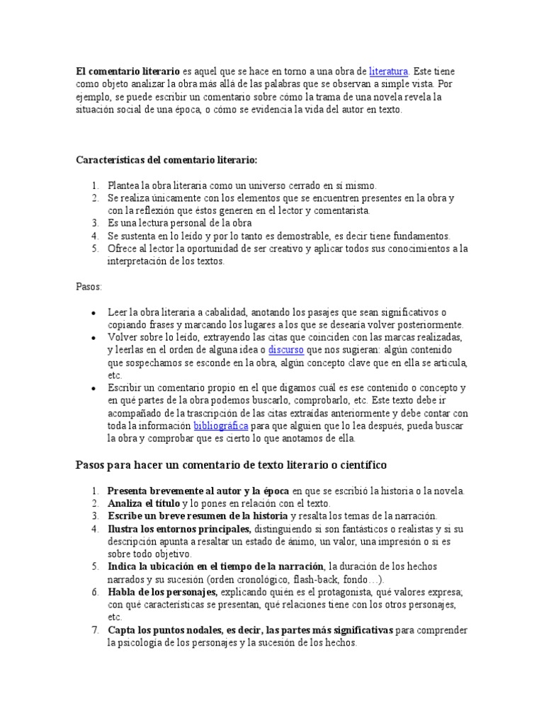 Guía de Comentario y Análisis Literario | PDF | Narración | Autor