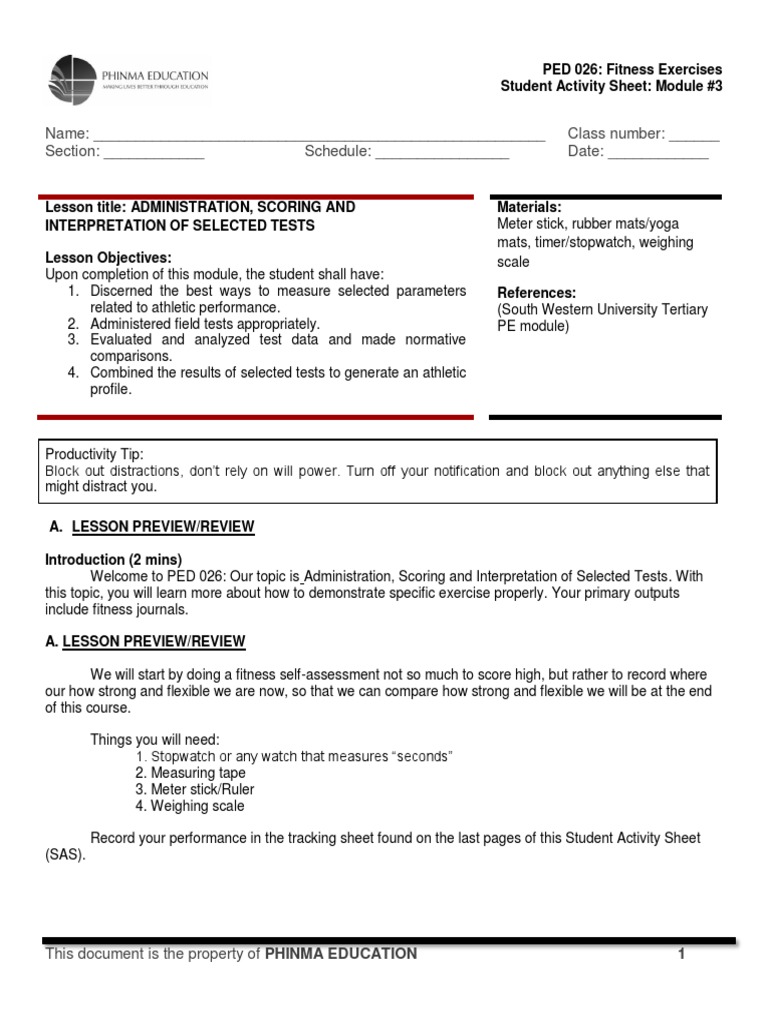 Ped 026 Sas Lesson 3 | PDF | Balance (Ability) | Strength Training