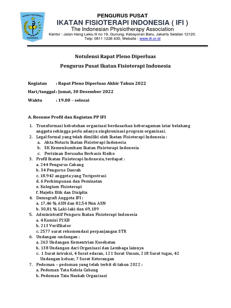 Notulensi Rapat Pleno Diperluas | PDF