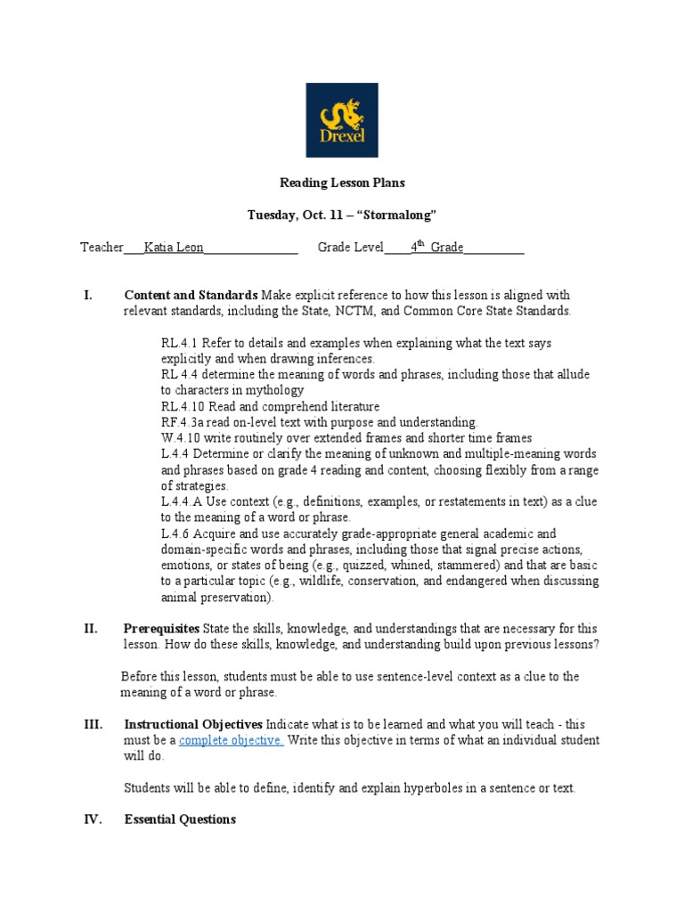 Hyperbole Lesson Plan | PDF | Cognition | Cognitive Science