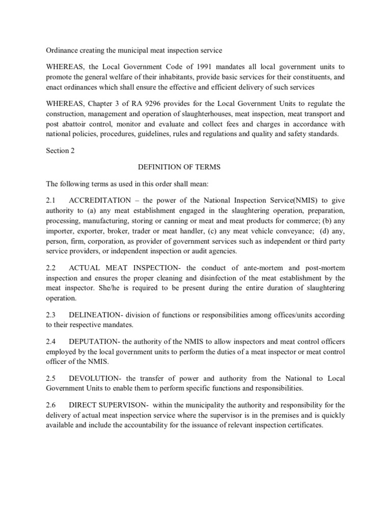 NMIS Meat Inspection Regulations | PDF | Animal Slaughter | Slaughterhouse