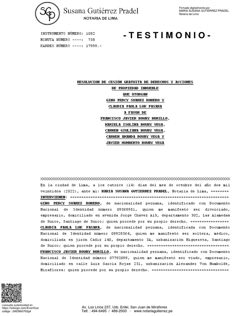 Testimonio-Signed | PDF | Derecho Civil (Common Law) | Justicia
