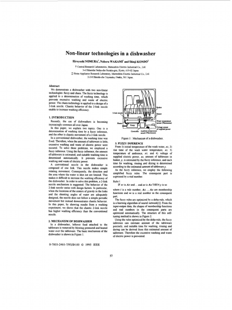 Non-Linear Technologies in A Dishwasher | PDF | Dishwasher | Chaos Theory