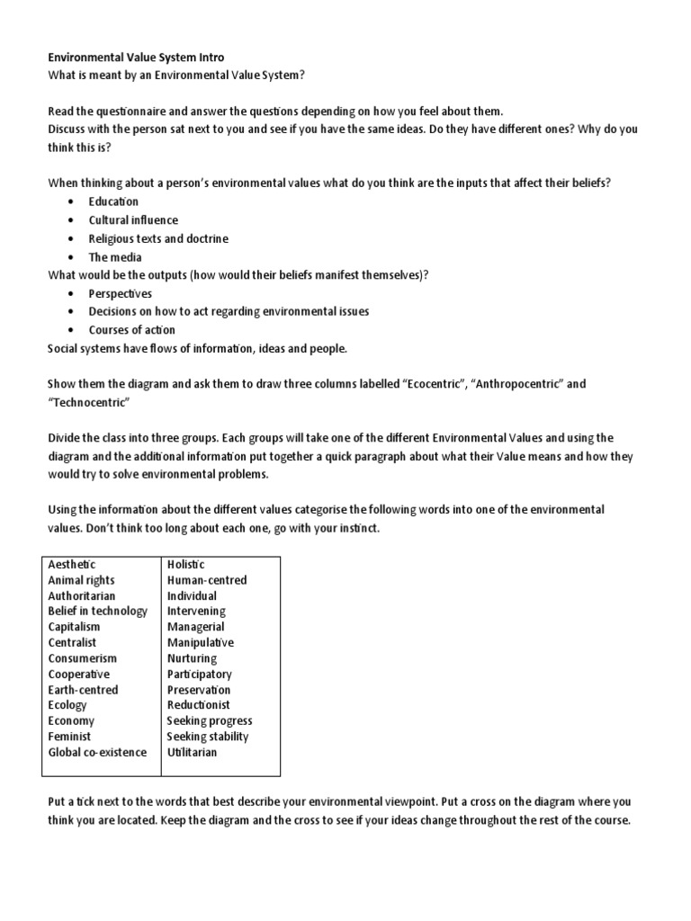 Understanding Environmental Value Systems | PDF | Philosophical Theories