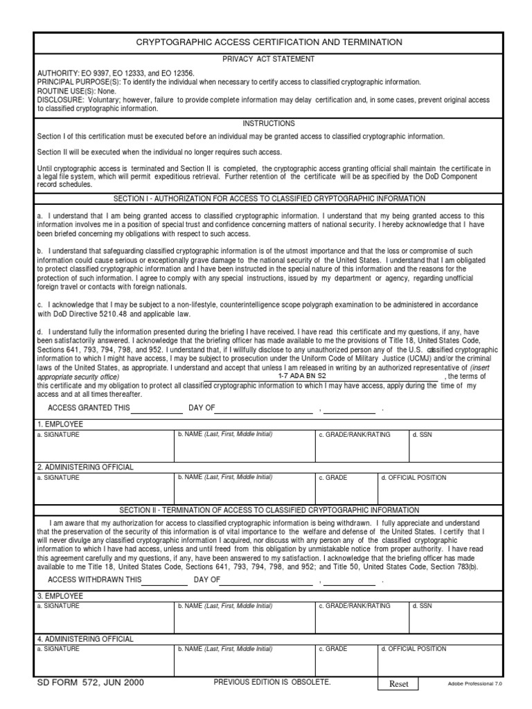 Blank-SD Form 572 | PDF | Cryptography | Information