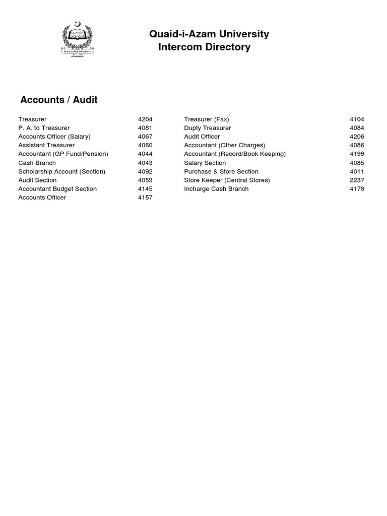 QAU Extention Directory | PDF