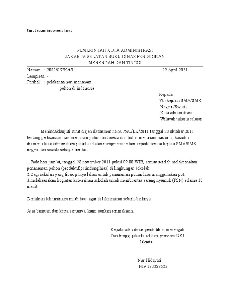 Surat Resmi Indonesia Lama | PDF