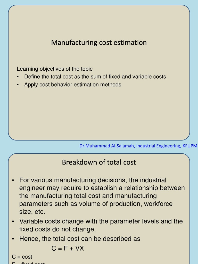 Manufacturing Cost Estimation | PDF | Regression Analysis | Linear Regression