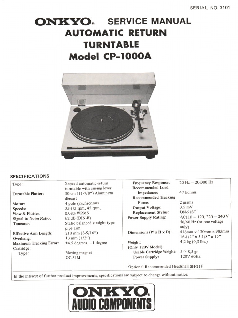 Onkyo CP 1000 A Service Manual | PDF