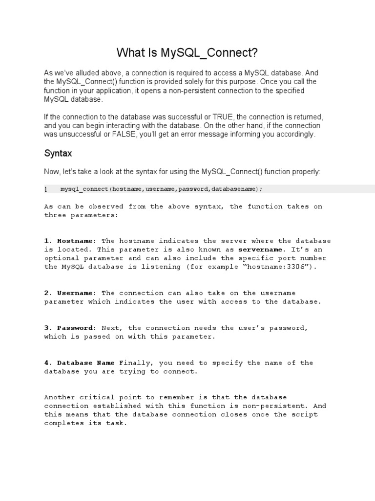 What Is MySQLi Connect | PDF | Php | Computing
