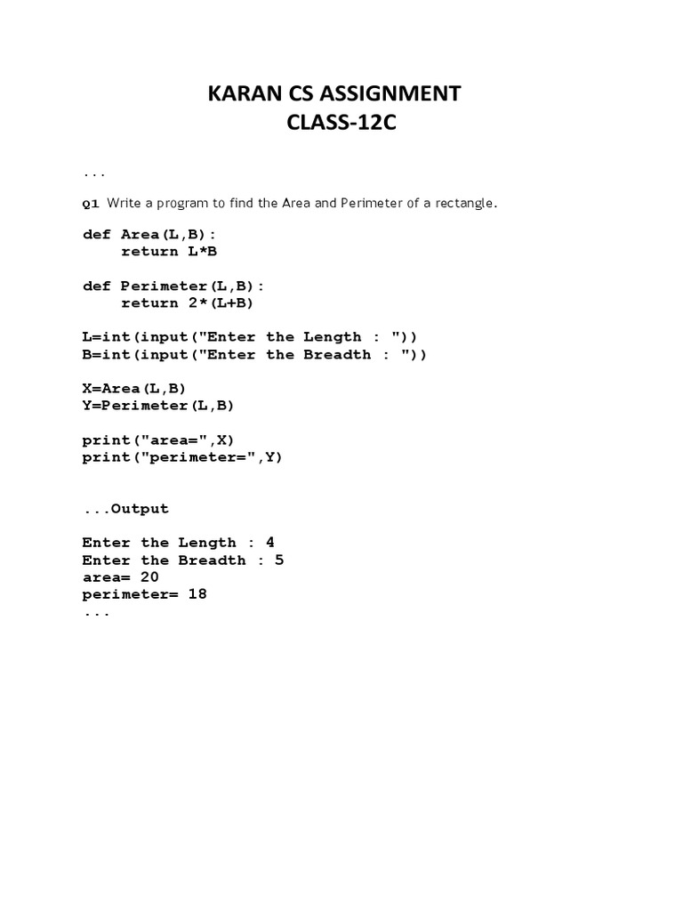 Karan CS Assignment | Download Free PDF | Volume | Area
