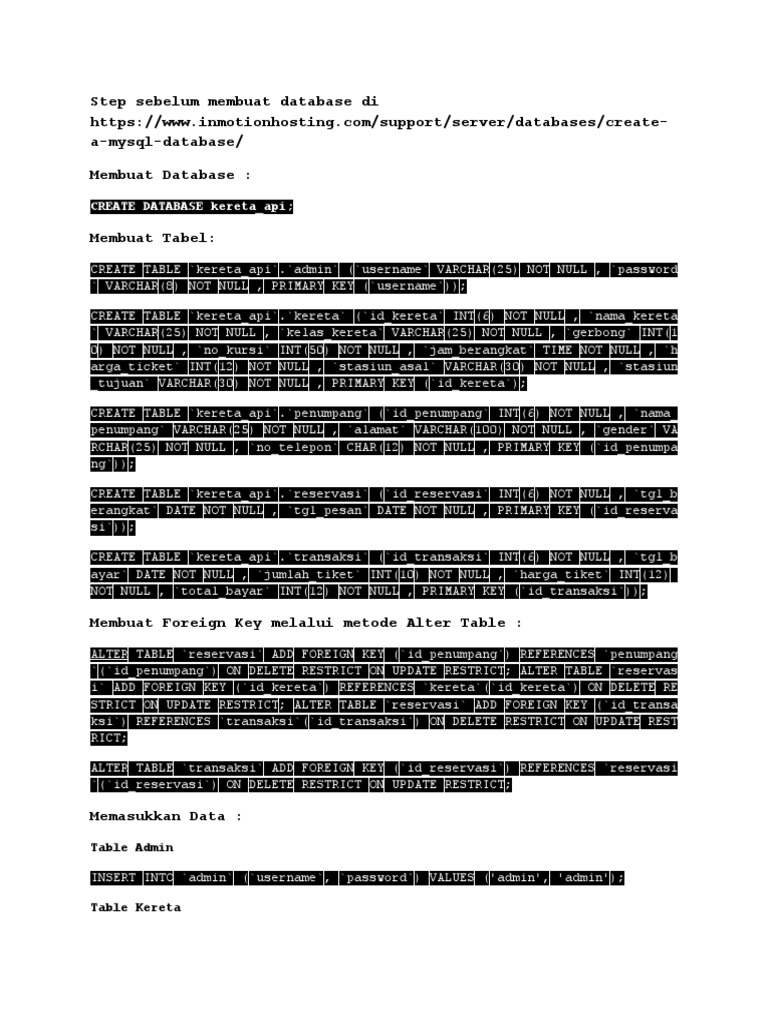 CMD Database Kereta Api | PDF
