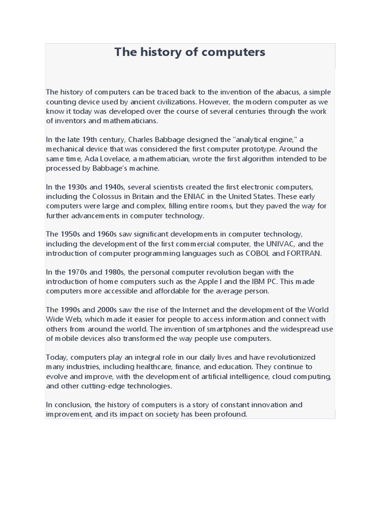 History of Computers | PDF