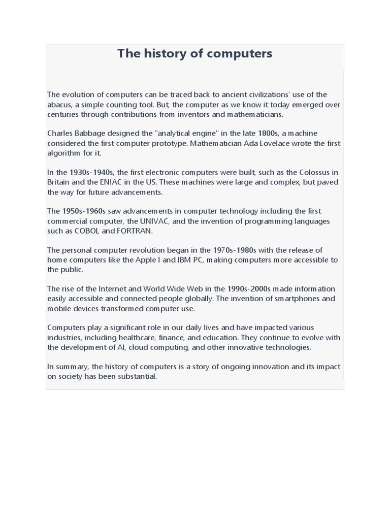 History of Computers 2023 | PDF