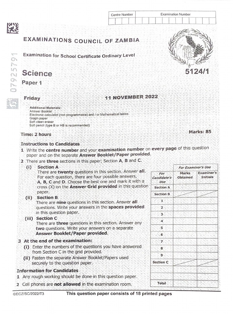 Science Paper 1 2022 SC | PDF