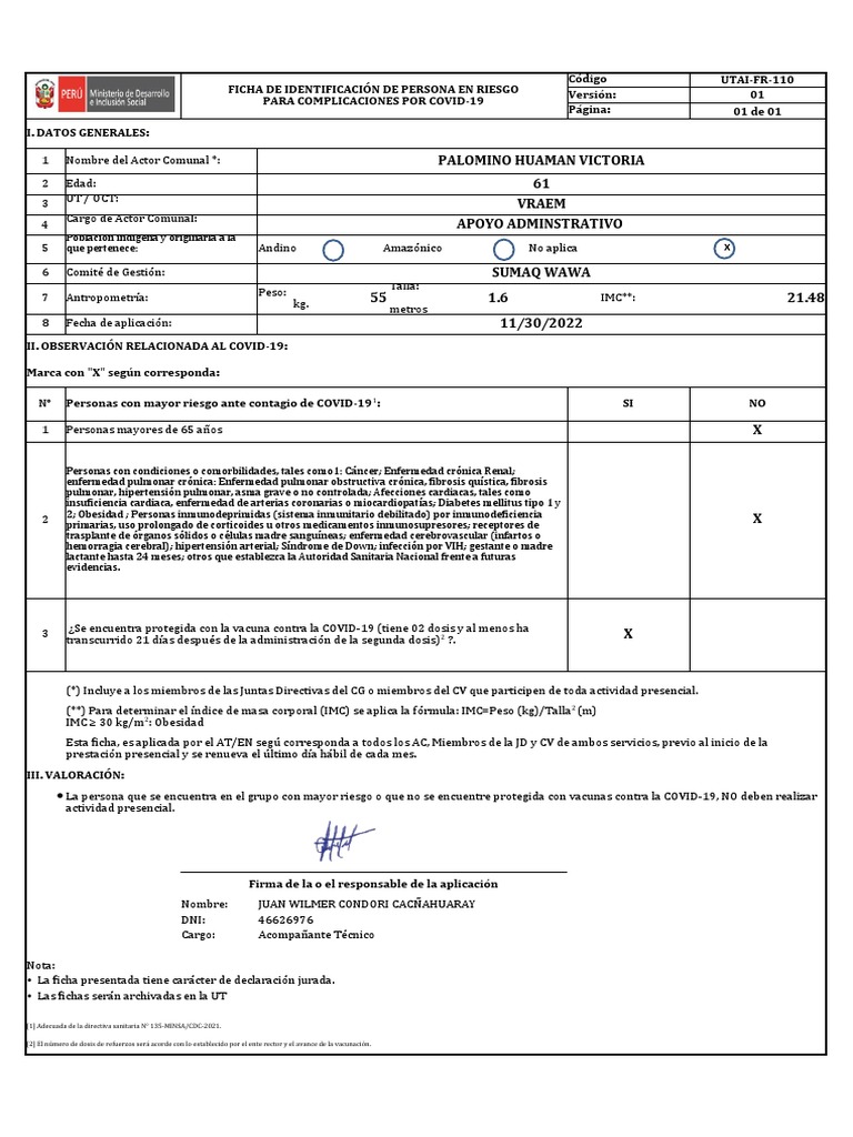 Evaluación de Riesgo COVID-19 en VRAEM | PDF | Obesidad | Carrera