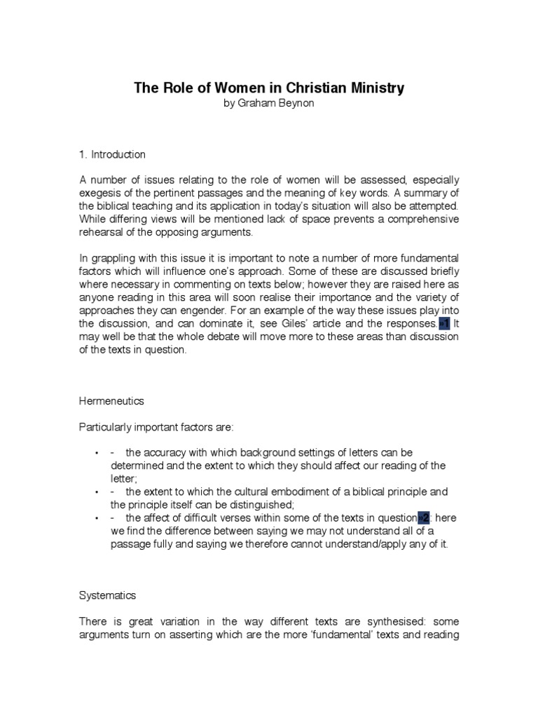 04 The Role of Women in Christian Ministry | PDF | Paul The Apostle ...