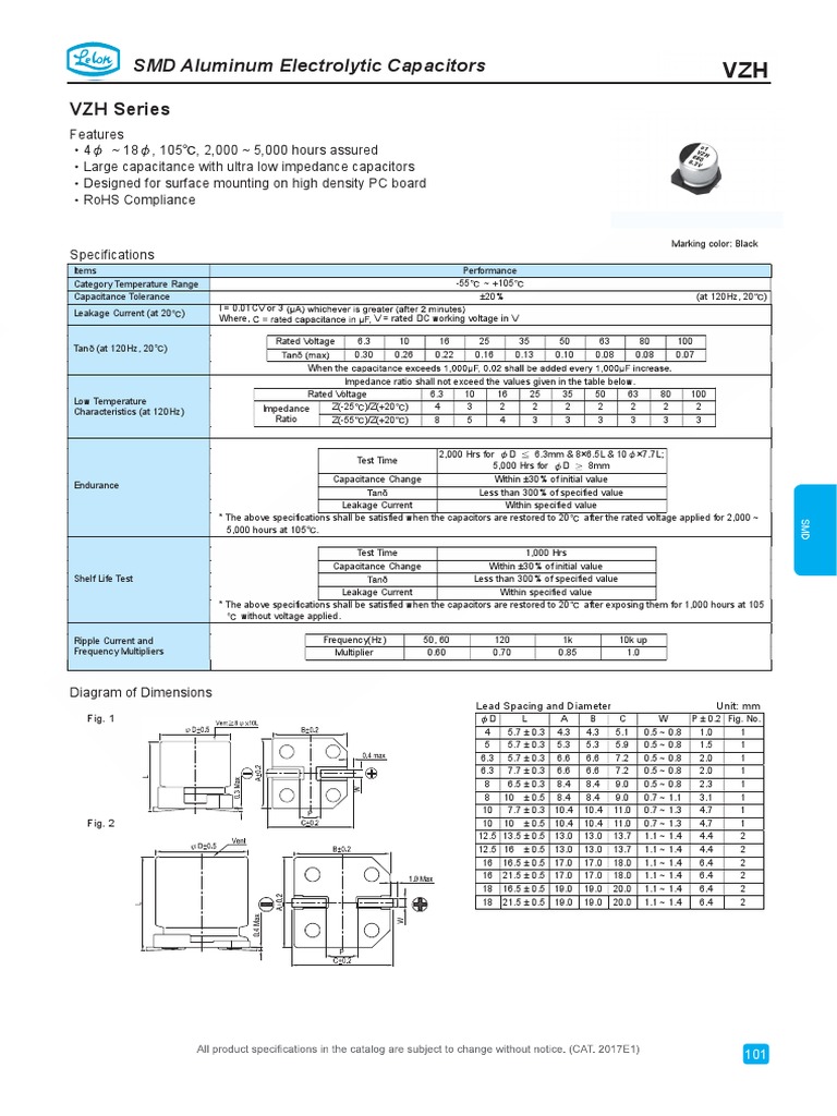 SMD Aluminum Electrolytic Capacitors VZH Series | PDF | Capacitor ...