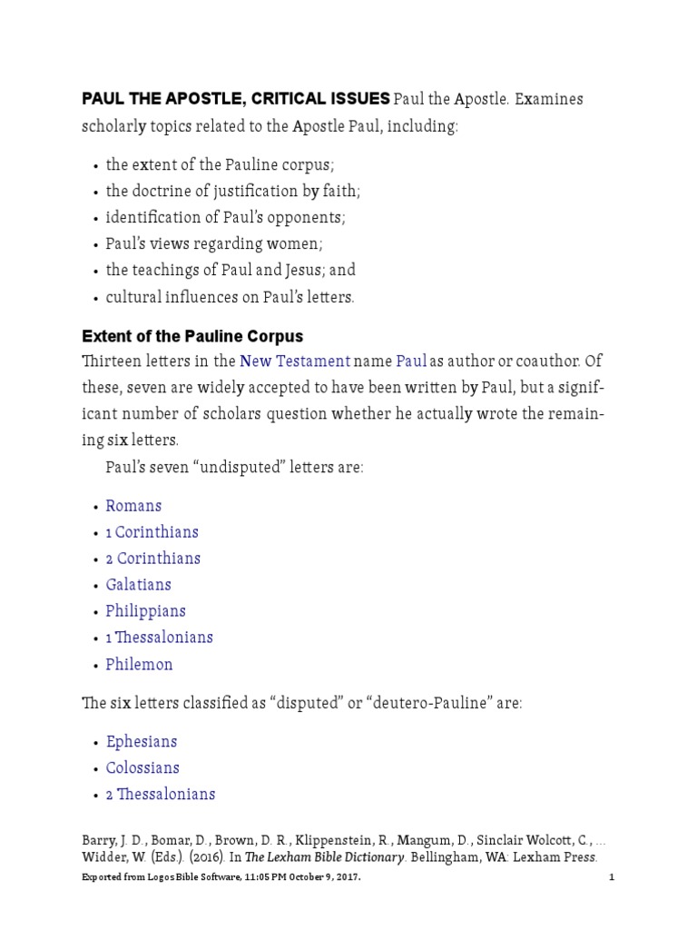 02 Paul Critical Issues | PDF