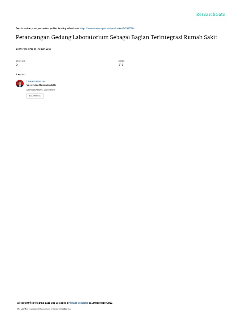 Perancangan Gedung Laboratorium Sebagai Bagian Terintegrasi Rumah Sakit ...