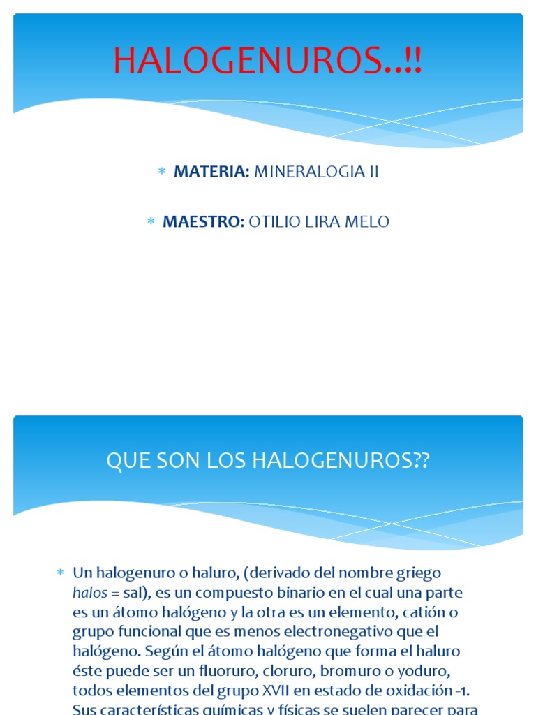 HALOGENUROS | PDF | Química | Sustancias químicas