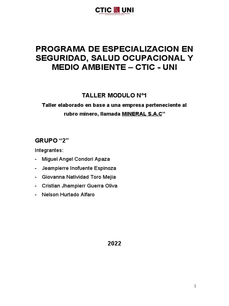 Taller Modulo 1 Ssoma Grupo 2 | PDF | Calidad (comercial) | Auditoría