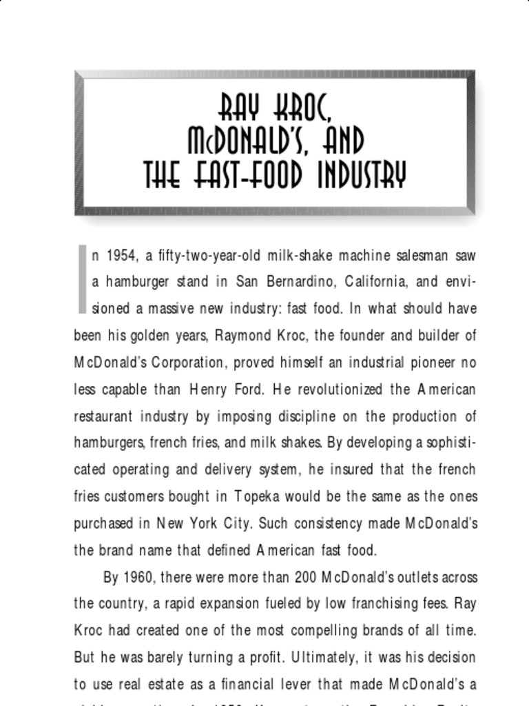 Ray Kroc's McDonald's Success Story | PDF | Mc Donald's | Franchising