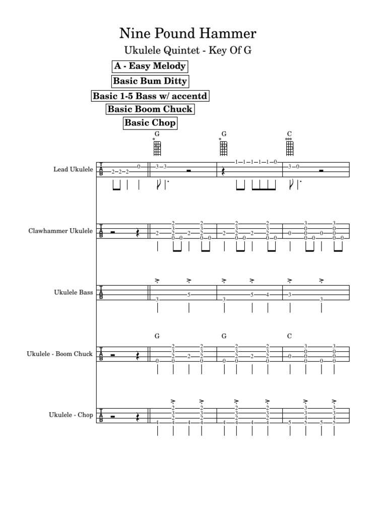 Ukulele Quintet in G for Beginners | PDF | Elements Of Music | Music ...