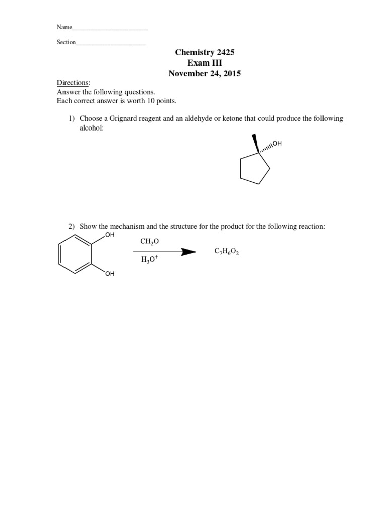 Chemistry-Orgo II Exam III (Gilchrist) | PDF