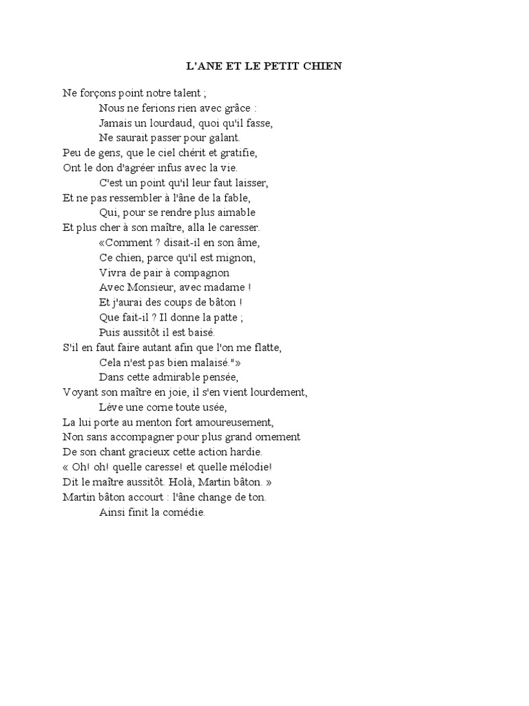 L'âne Et Le Petit Chien | PDF