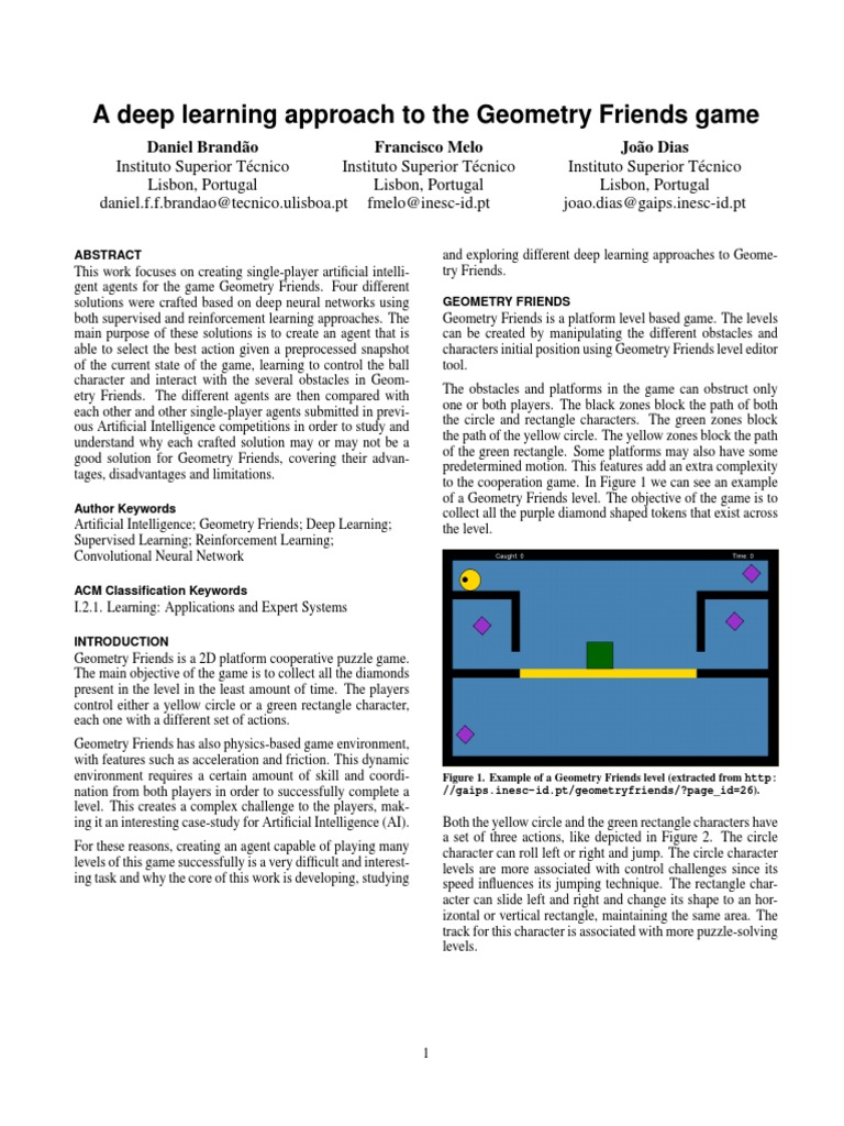 A Deep Learning Approach To The Geometry Friends Game (Artículo) | PDF | Deep Learning | Applied ...