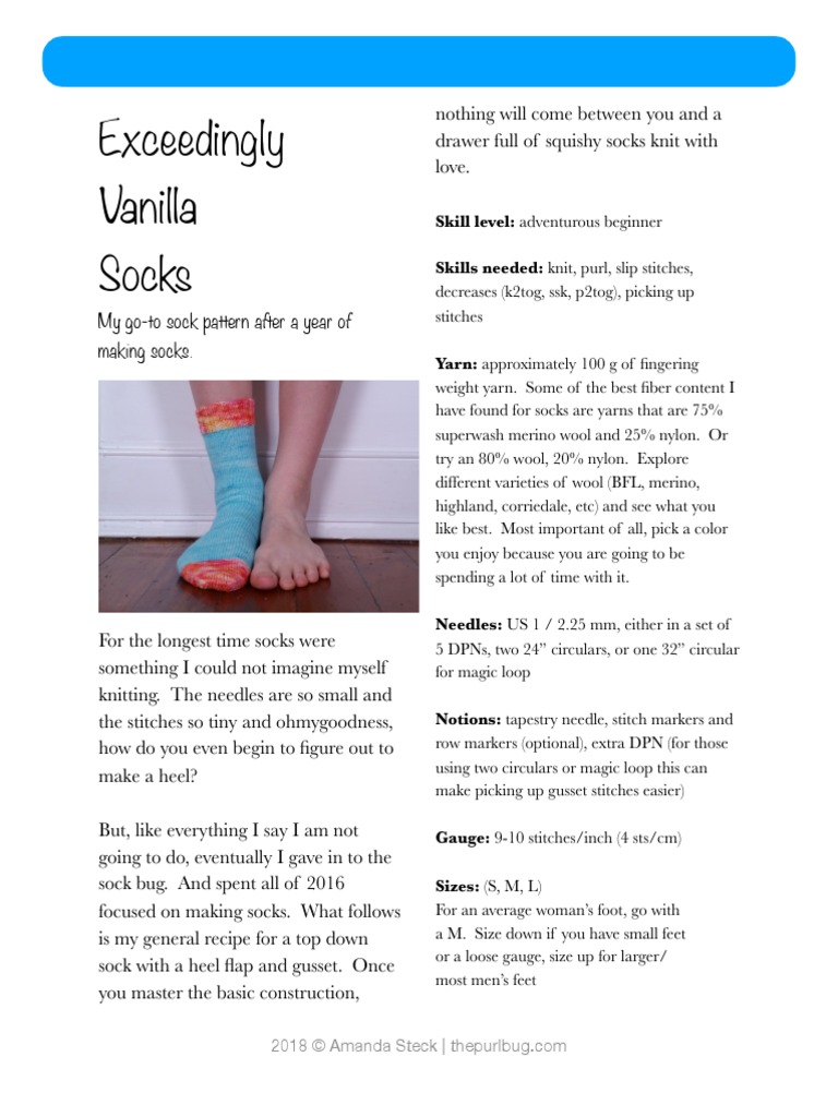 Vanilla Sock | Download Free PDF | Knitting | Textiles