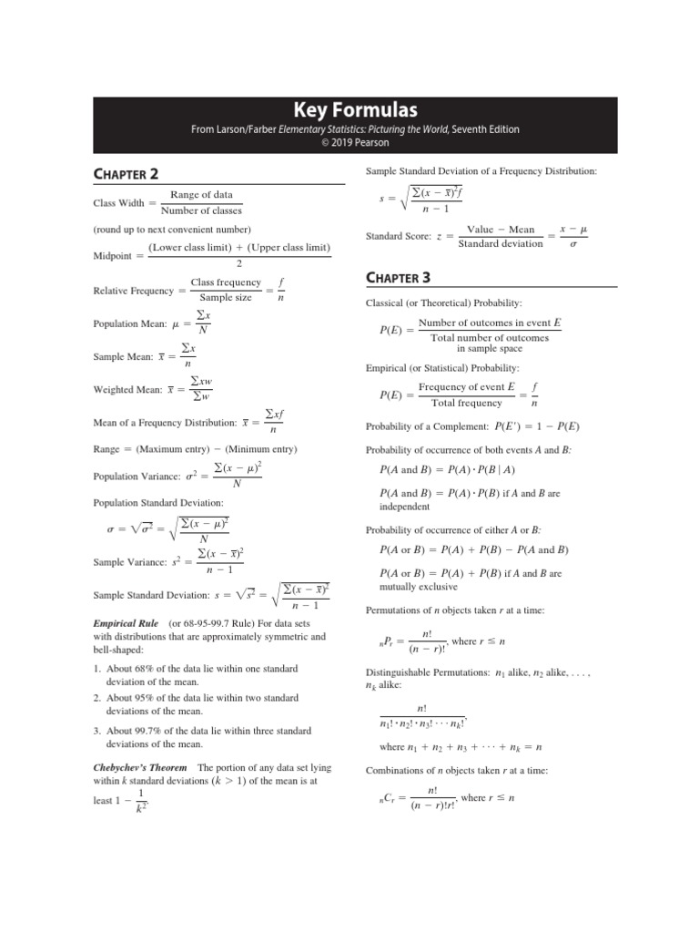 Math Note - STATISTICS - FORMULAS | PDF | Probability Distribution ...