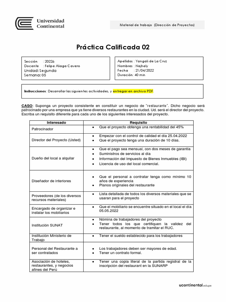 Práctica Calificada 02-Requisitos | PDF