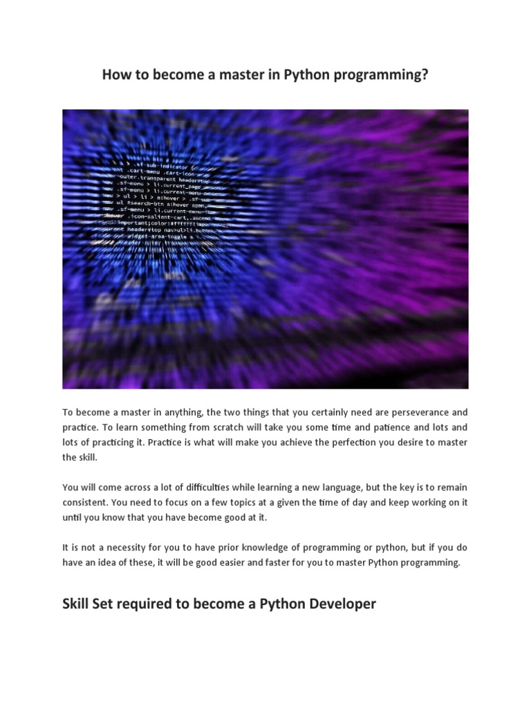 How To Become A Master in Python Programming | PDF | Computer Programming | World Wide Web