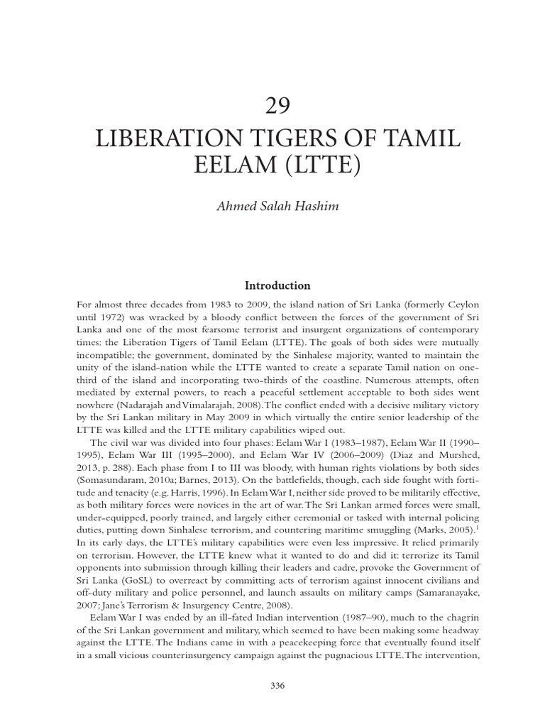 Liberation Tigers of Tamil Eelam (LTTE) Civil War in Sri Lanka | PDF ...