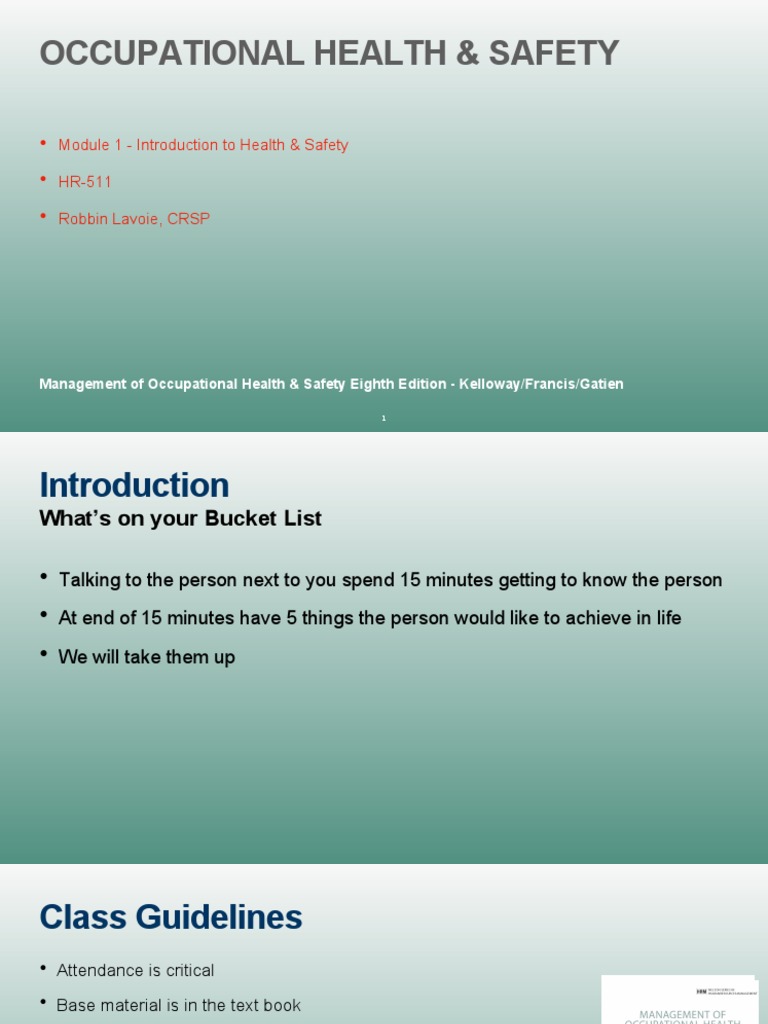 Module 1 - Intoduction To Health & Safety | PDF | Occupational Safety ...