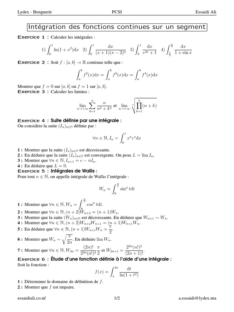 Intégration des Fonctions Continues | PDF | Intégral | Objets mathématiques