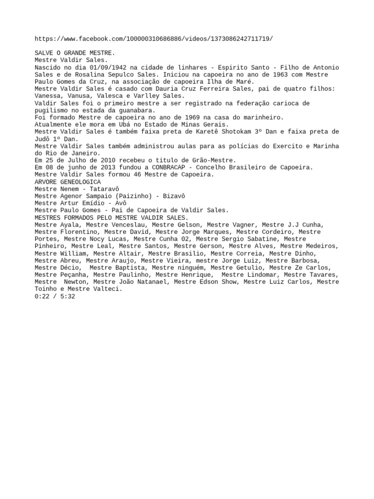 Mestre Valdir Sales | PDF