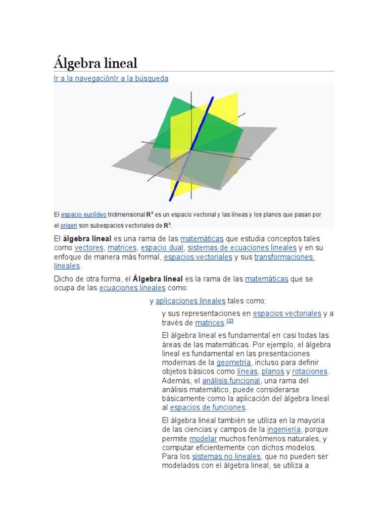 Álgebra Lineal | PDF | Álgebra lineal | Espacio vectorial