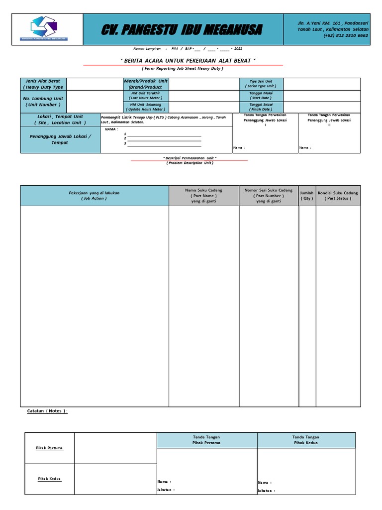 Form Berita Acara Pekerjaan | PDF