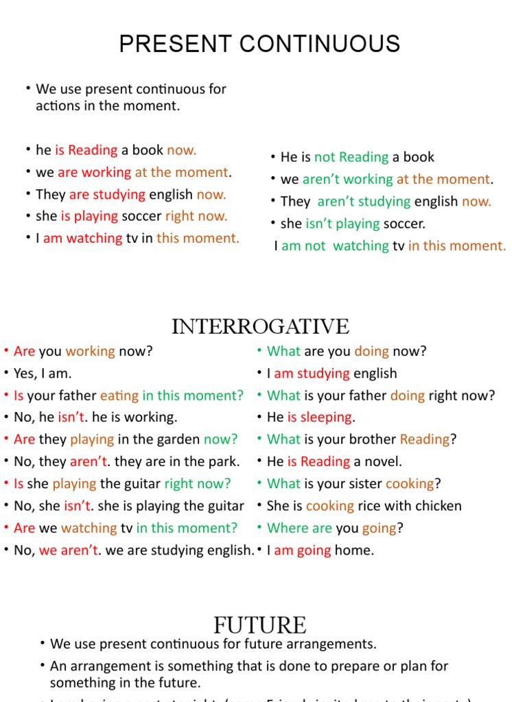 Present Continuous For The Future | PDF | Workweek And Weekend