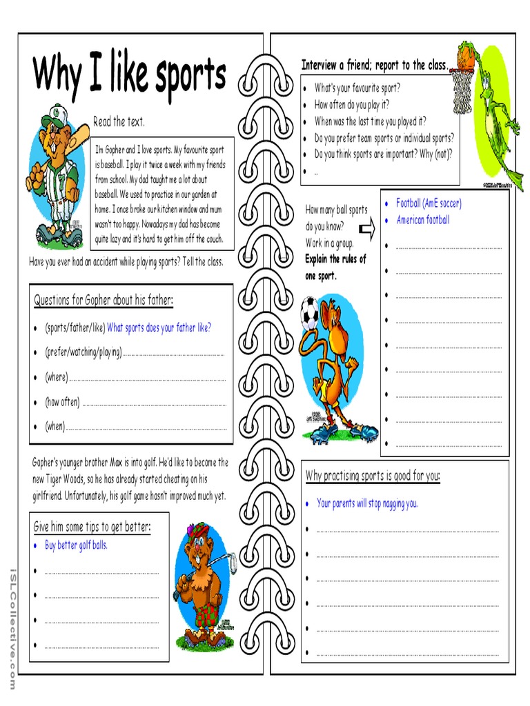 Four Skills Worksheet - Why I Like Sports | PDF | Teams | Sports