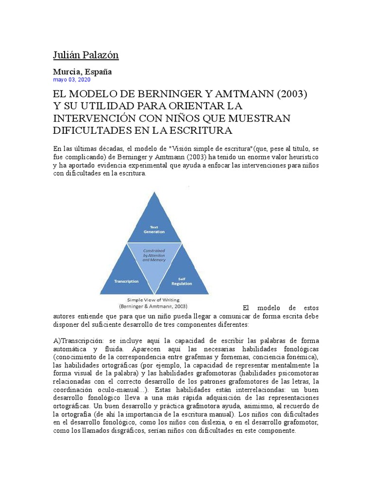 El Modelo de Berninger y Amtmann (2003) | PDF | Fonología | Escritura