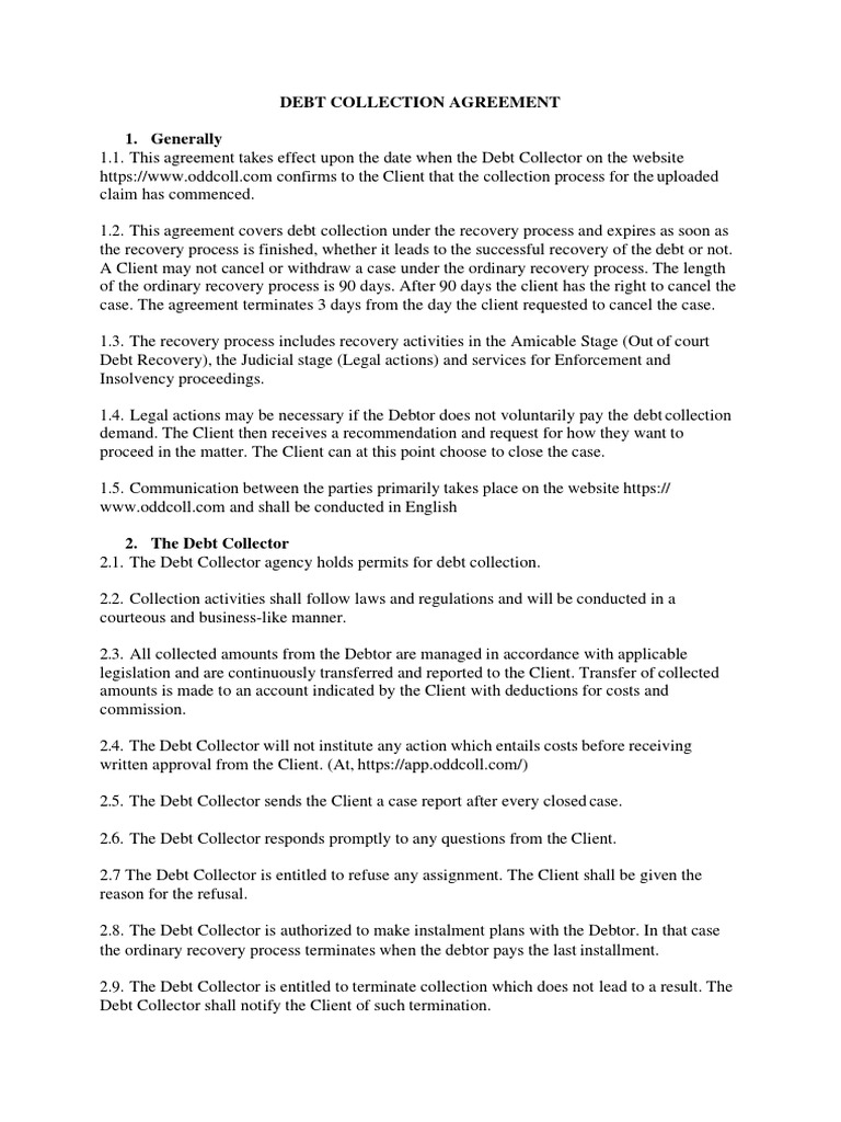 Debt Collector Agreement | PDF | Debt | Government