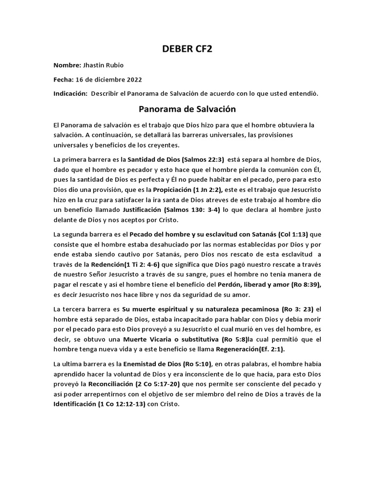 Deber CF2 Panorama de La Salvacion | PDF