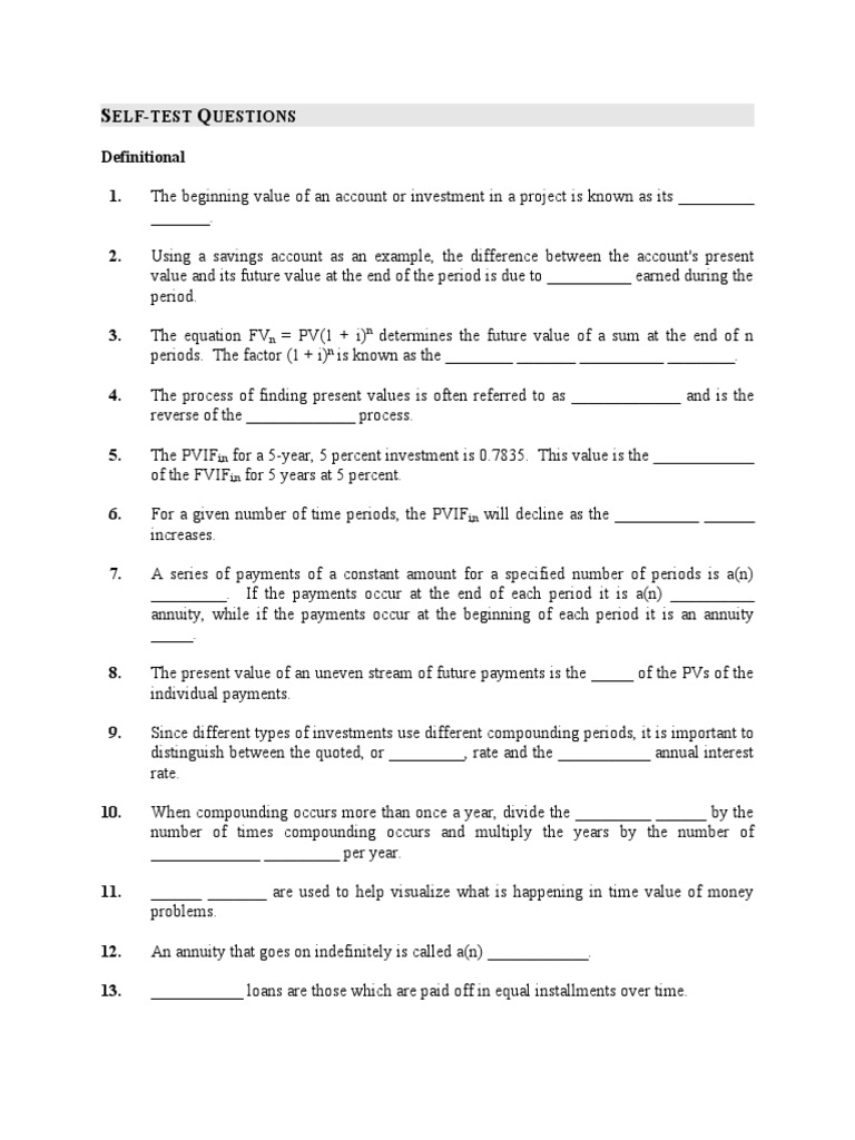 Time Value of Money Questions | PDF | Present Value | Interest