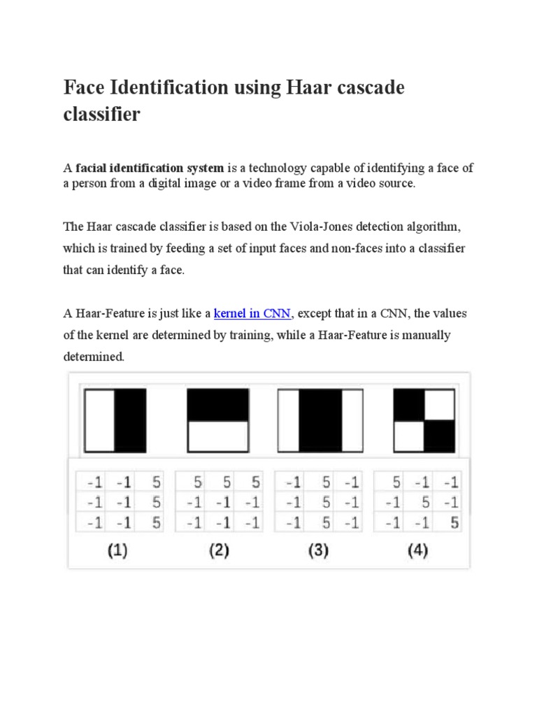 Face Identification Using Haar Cascade Classifier Pdf Statistical