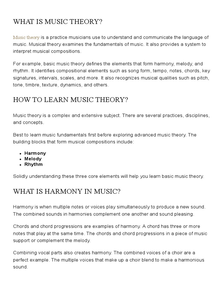 Basic Music Theory for Beginners | PDF