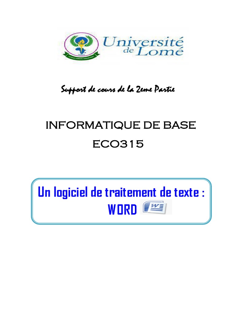 Cours Word | Descargar gratis PDF | Microsoft Word | Informatique